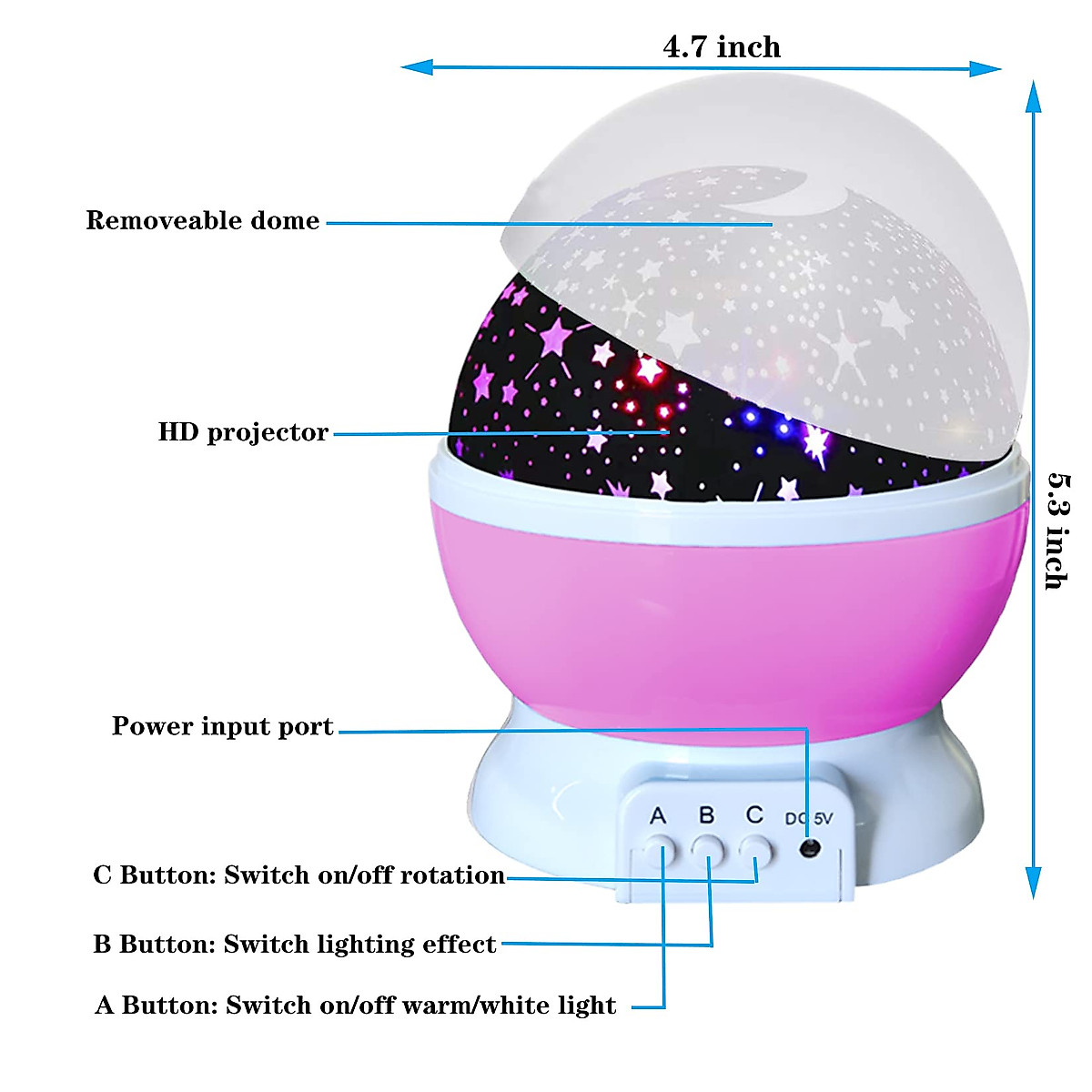 Star Projector for Kids Age 2-12, Pink Projector Night Light for Room Ceiling - Girls Toys Age 3 4 5 6 7 8 9 10 Year Old Girl Christmas Birthday Gifts