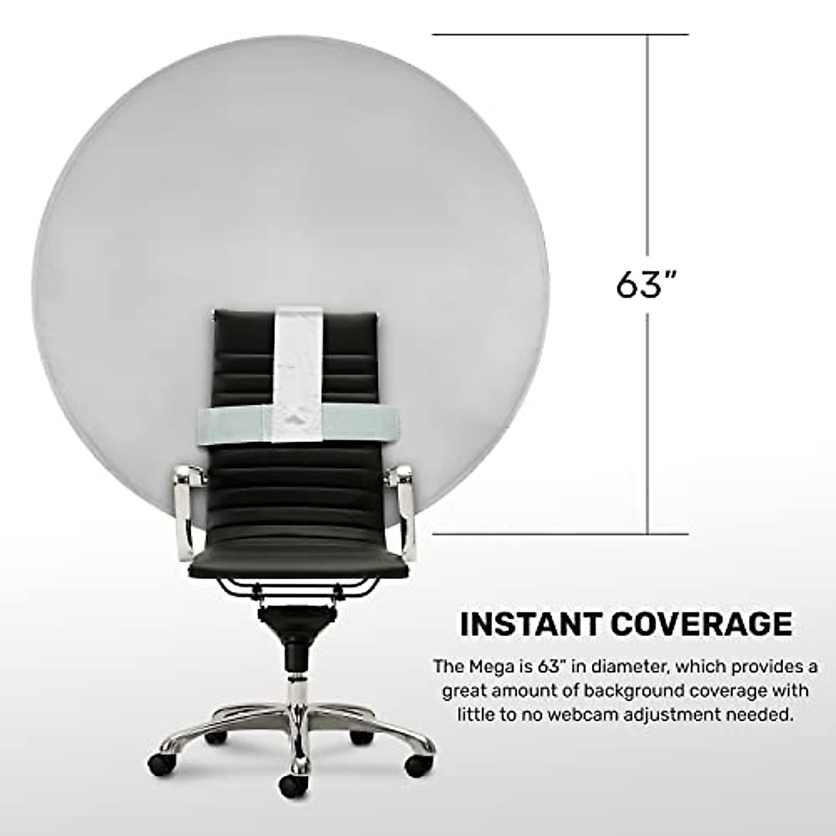 Webaround Mega 63" | Grey | Portable Collapsible Webcam Backdrop | Attaches to Any Chair | Wrinkle-Resistant Fabric | Ultra-Quick Setup and Takedown | Perfect for Zoom, Webex, Teams, etc.