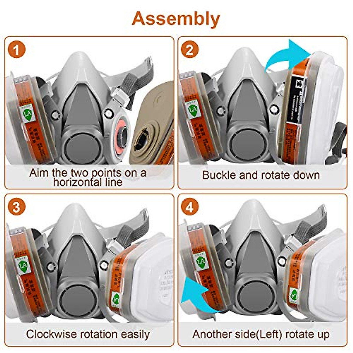 Respirator Mask,Half Facepiece Gas Mask with Safety Glasses Reusable Professional Breathing Protection Against Dust,Chemicals,Pesticide and Organic Vapors, Perfect for Painters and DIY Project