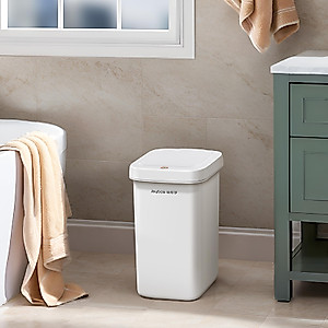 JOYBOS Small Trash Can with Lid for Bathroom, 3 Gallon Little Garbage Can, Slim Bedroom Trash Bin Waste Basket, Plastic Narrow Garbage Bin W/Press-top Lid for Toilet, Office, RV, Living Room