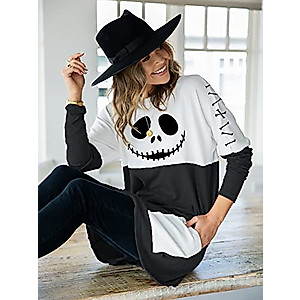 Womens Nightmare Before Christmas Shirt Dress, Xmas Jack Skellington Sweatshirt Outfits Tops for Women (X-Xmas-Skellington, XL)