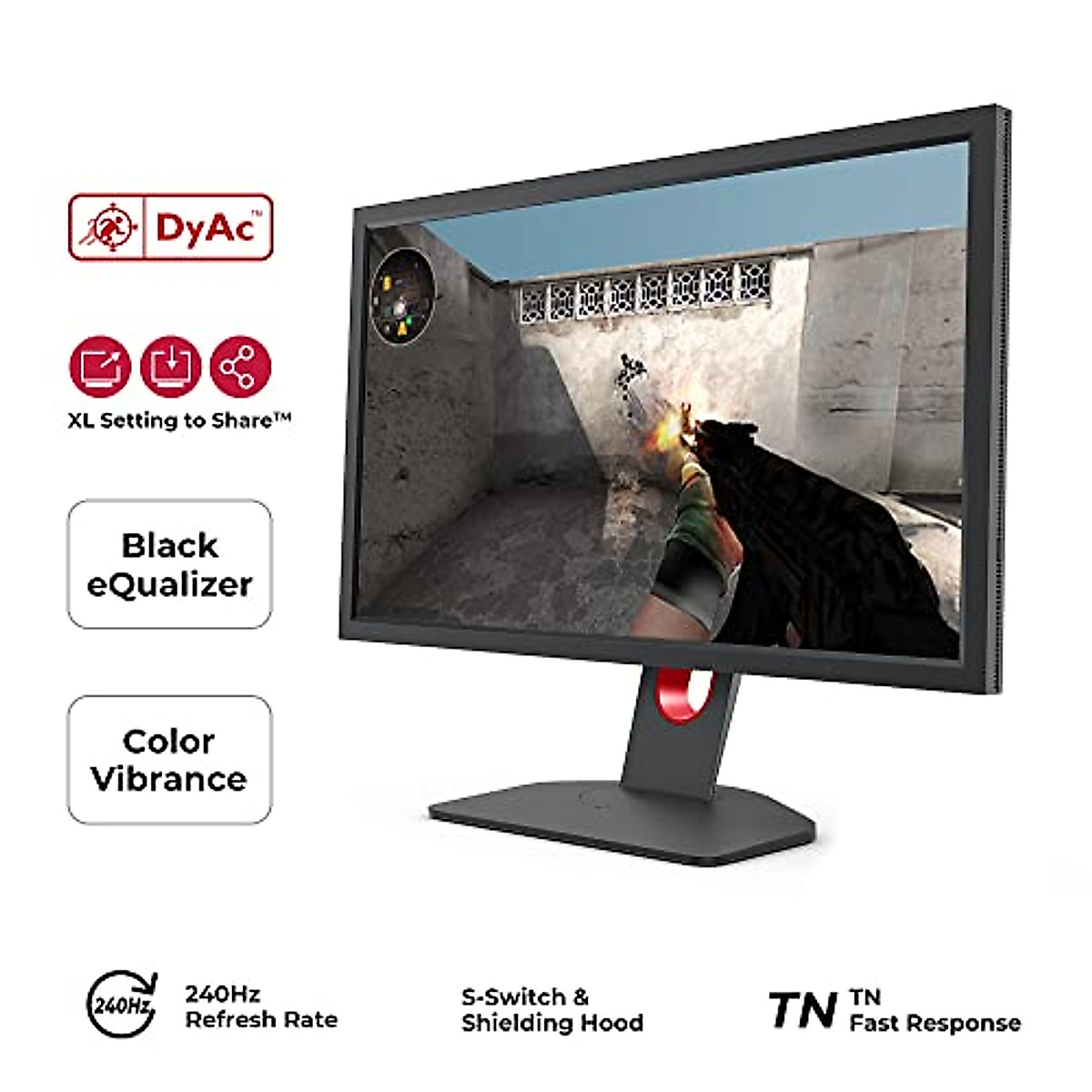 BenQ Zowie XL2546K 24.5 Inch 240 Hz Gaming Monitor, DyAc+, Smaller Base, Shield