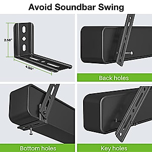 USX MOUNT Sound Bar Mount Under TV, Adjustable Angle Soundbar Mount, Universal Sound Bar Shelf Mount up to 22 Lbs, Soundbar TV Mount with L-Shaped Hooks for Bottom Hole