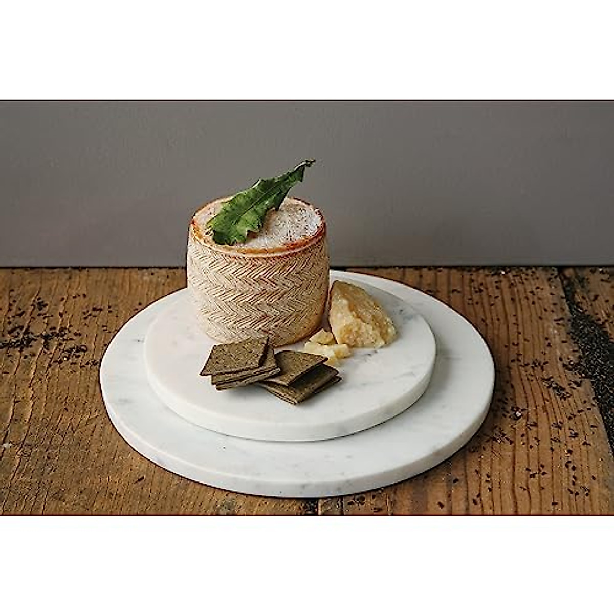 Creative Co-Op Minimalist Round Marble Charcuterie or Cutting Board, White Small