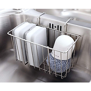 Fafcitvz Kitchen Sponge Holder, Sink Caddy Brush Soap Dishwashing Drainer Rack Dish Draining Sink Basket