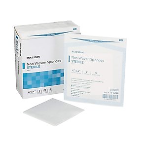 McKesson Non-Woven Sponges, Sterile, 4-Ply, Polyester/Rayon, 4 in x 4 in, 2 per Pack, 25 Packs, 50 Total