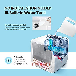 COMFEE' Countertop Dishwasher, Portable Dishwasher with 5L Built-in Water Tank, White & Cascade Platinum Dishwasher Pods, ActionPacs Dishwasher Detergent, Lemon, 62 Count