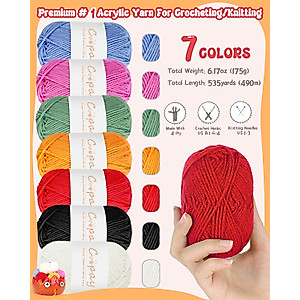 Coopay Flame Yarn Bowl for Crocheting/Knitting, Cute Yarn Storage Bowl with 7PCS Yarn & Accessories, Large Size Ceramic Yarn Bowl 6in Crochet Knitting Bowl for Beginners, Great Knitting Crochet Gift