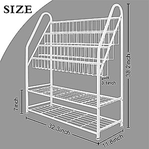 aboxoo Metal Kids Bookshelf Freestanding Bookcase for Children Room 32 in Toy Organizer Large Modern MinimalistWhite Stable Metel Bookstore Bedroom, Living, Library Book Unit Storage