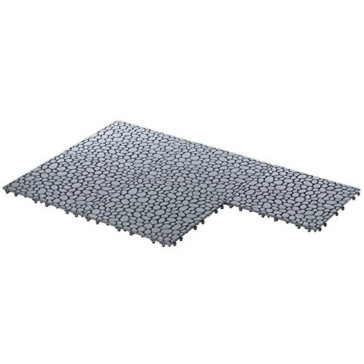 Gardenised QI003970.5 Interlocking Cobbled Stone Look Garden Pathway Tiles, Decorative Floor Grass Pavers Anti-Slip Mat, 5 Pack, Gray