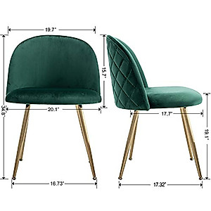 ZSARTS Velvet Accent Chairs, Mid Century Modern Dining Chairs Set of 4, Upholstered Chairs with Gold Plating Legs for Living Room/Bedroom/Kitchen,Green