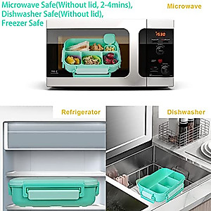 ZPIMY Bento Box Adult Lunch Box, Lunch Box Kids, Bento Box Kids, 1300ML Lunch Box Adult with 4 Compartment, Lunch Box Containers for Adults/Kids/Toddler, Microwave/Dishwasher/Freezer Safe (Green)