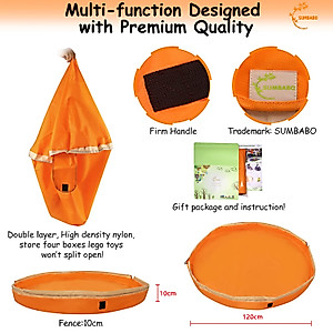 Toy Storage for Lego Play Mat Bag - Duplo Toy Organizer Storage Bag by Drawstring for Kids with Lips can as Gift (Orange 47 inch)