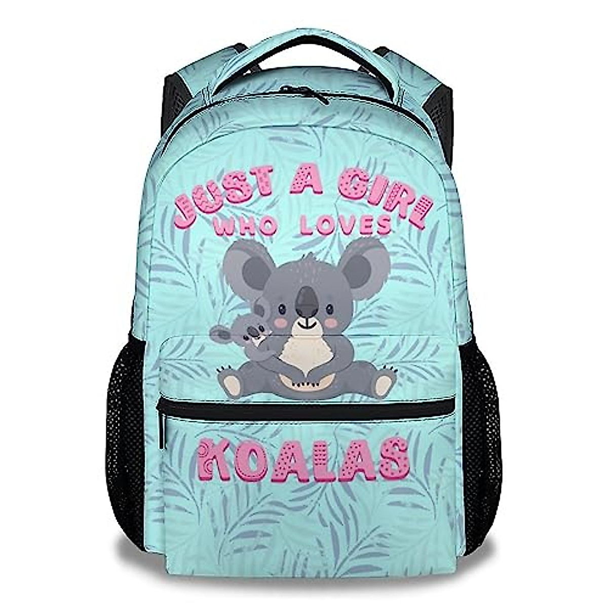 Homexzdiy Koala Backpack for Girls, 16" Light Blue Backpacks for School, Cute Lightweight Bookbag for Kids Students, Gifts for Koala Lovers