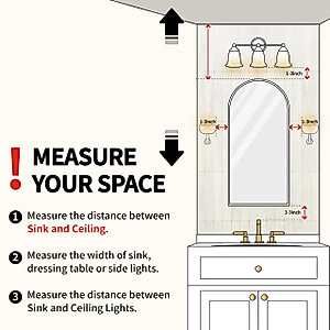 Black Arched Medicine Cabinet with Mirror, Bathroom Medicine Cabinet Organizer, Mirrored Medicine Cabinet Surface Wall Mount, Bath Vanity Mirror with Storage, 3 Adjustable Shelves, 16x31 Inch