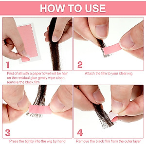 TecUnite 180 Pieces Hair Extension Tape Tabs Double Sided Extension Tapes for Replacement, 4 x 0.8 cm(Pink)