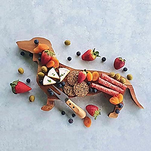 Didiseaon Wooden Serving Tray Cute Dachshund Dog Shaped Charcuterie Boards Cheese Cake Bread Snack Serving Plate Appetizer Platter for Meat Vegetables Fruit Cheese