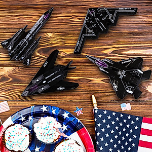 ArtCreativity Diecast Stealth Bomber Toy Jets with Pullback Mechanism, Set of 4, Diecast Metal Jet Plane Airplane Toys for Boys, Air Force Military Cake Decorations, Aviation Party Favors