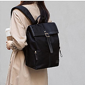 Camelia de Amour Women backpack purse Fashion Nylon Rucksack medium size (t295-183 black/gold Hardware)