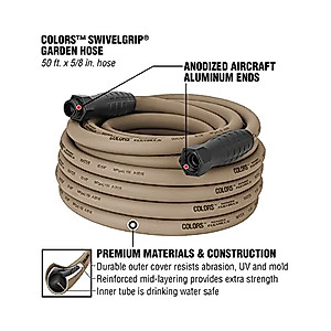 Colors Garden Hose with SwivelGrip, 5/8 in. x 50 ft., Drinking Water Safe, Brown Mulch - HFZC550BRS