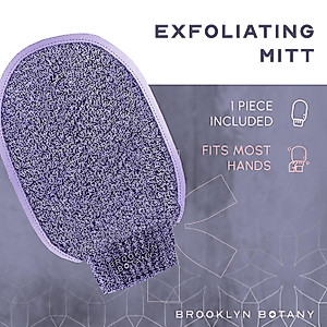 Brooklyn Botany Exfoliating Mitt for Bath and Shower – Heavy Duty Exfoliating Body Scrubber for Massage and Dead Skin Remover for Body – 1 Mitt