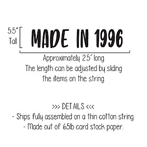 Made in 1996 Banner, Born in 1996, Birthday Banner