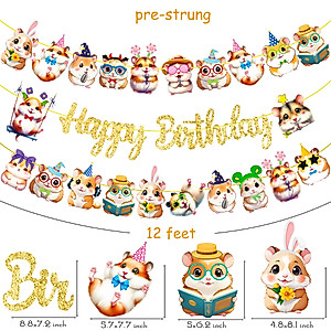 Hamster Birthday Banners Hamster Birthday Decorations 3Pcs Guinea Pig Birthday Party Supplies Guinea Pig Birthday Party Banners for Hamster Theme Baby Shower Supplies