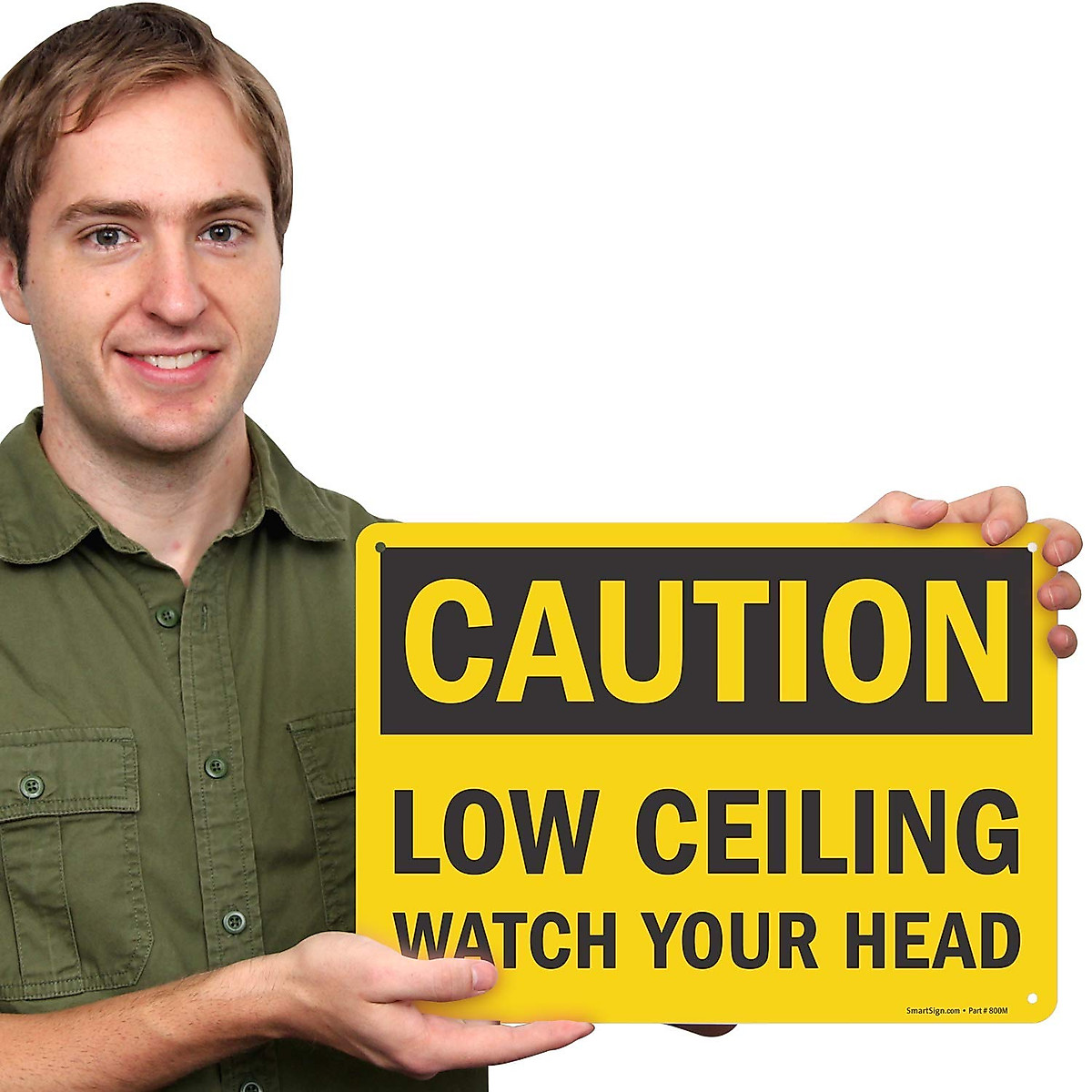 SmartSign S-5959-PL-14 "Caution - Low Ceiling, Watch Your Head" Sign | 10" x 14" Plastic