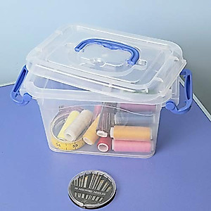 Morcte Mini Plastic Storage Bin, Clear Small Latch Box, 1.5 L, pack of 6