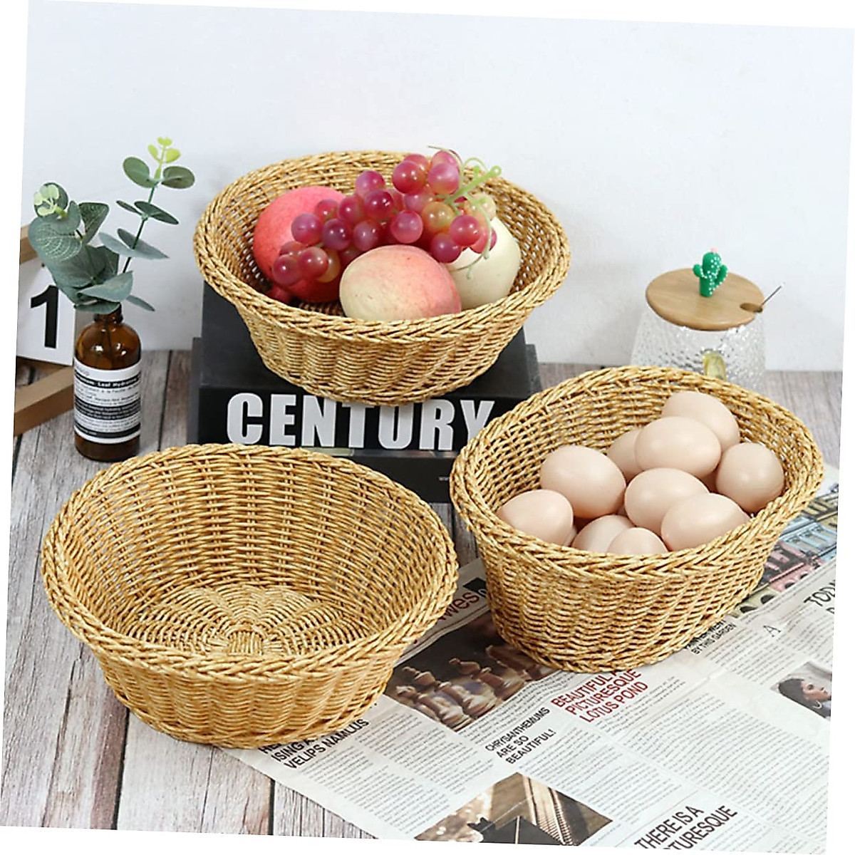 Zerodeko 3pcs Snack Storage Basket Fruit Container Party Bread Basket Multipurpose Storage Basket Creative Fruits Basket Breads Storage Holder Laundry Basket Woven Holder