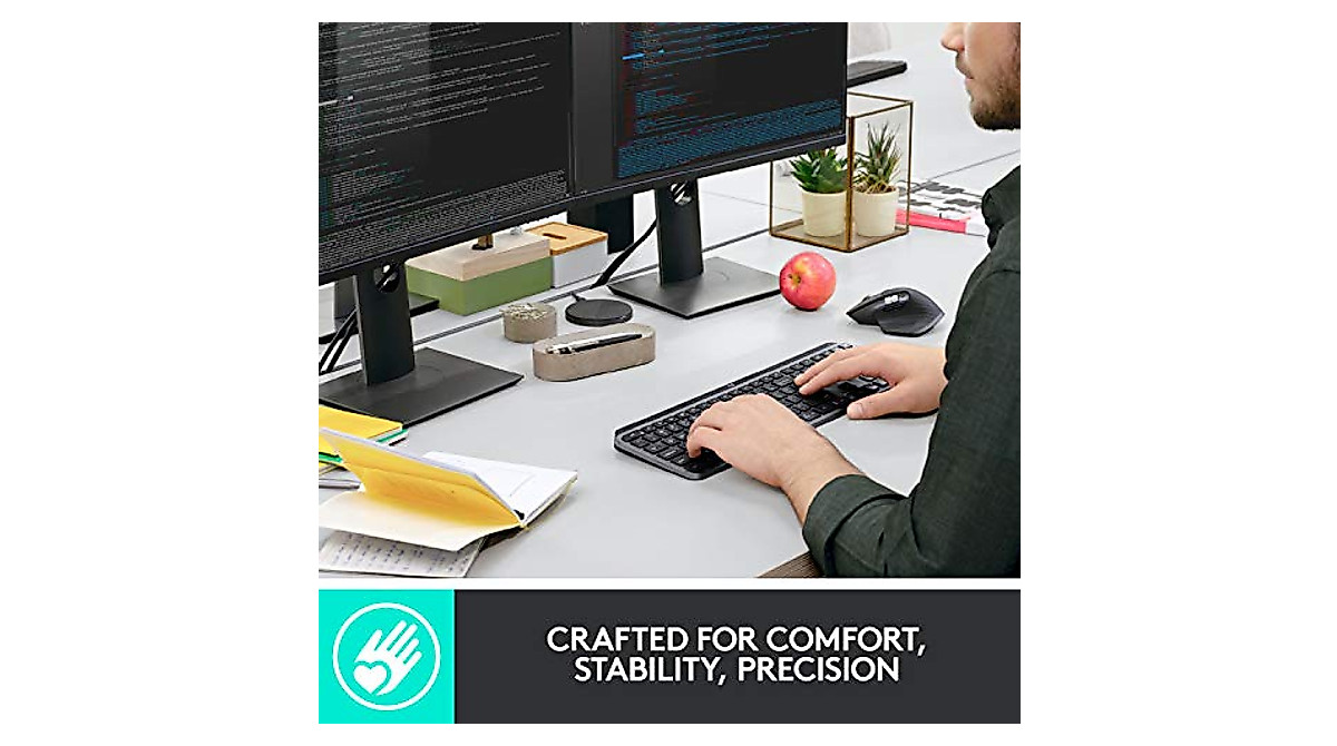 Logitech MX Keys Wireless Keyboard with Ergonomic Palm Rest - Graphite