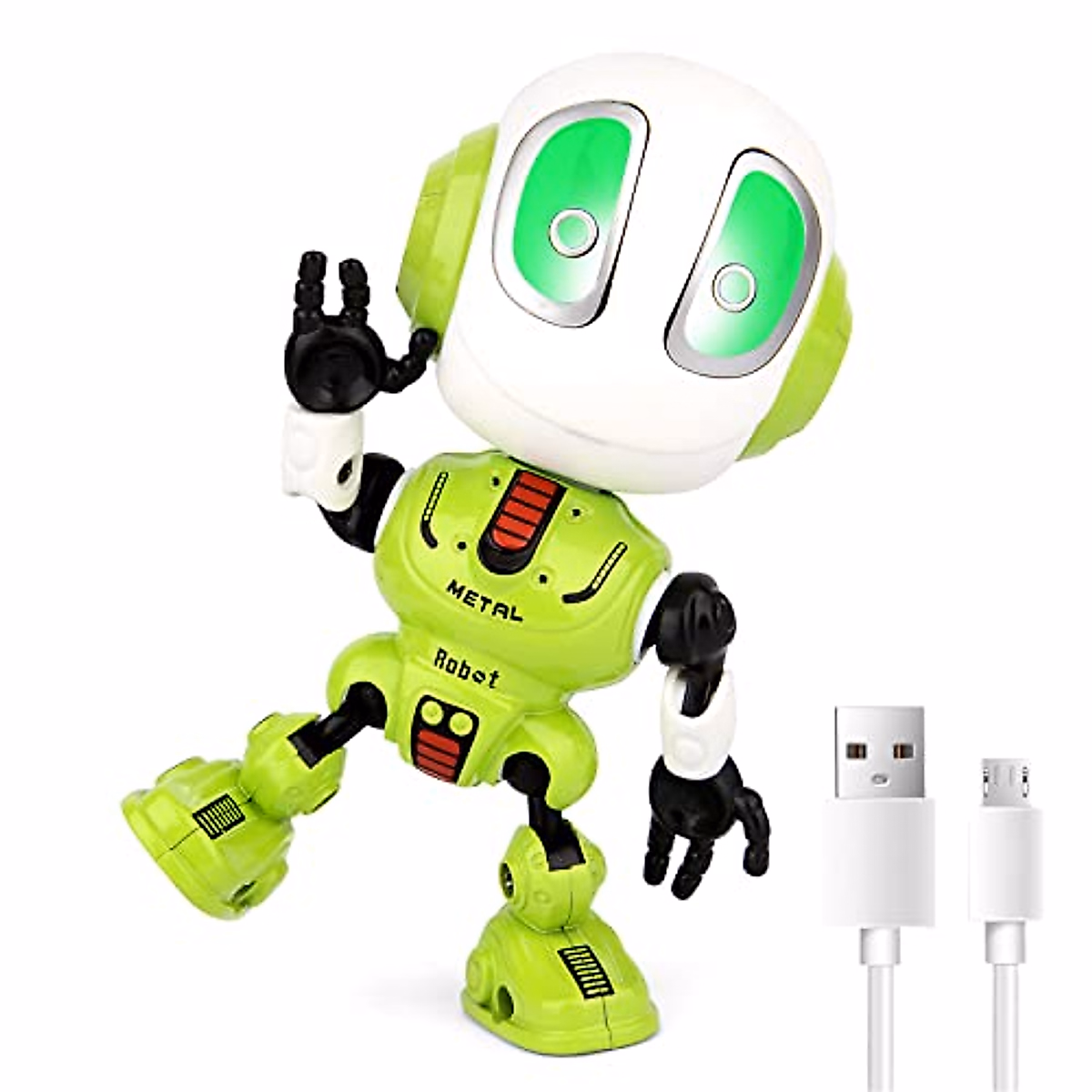 Stocking Stuffers for Kids, Sopu Rechargeable Robot Toys, Mini Talking Robot with Repeats Waht You Say, LED Lights and Cool Sounds Interactive Toy Christmas Stocking Stuffers for Adults Kids (Green)