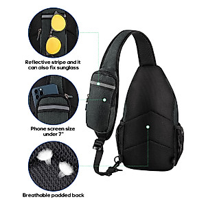 WATERFLY Crossbody Sling Backpack Sling Bag Travel Hiking Chest Bag Daypack
