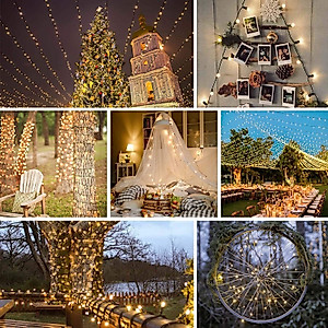 YIQU Extendable Super-Long 95FT 240 LED Christmas String Lights Outdoor/Indoor, Green Wire Christmas Tree Lights Plug in String Lights for Xmas Decorations Party Wedding Garden (Warm White)