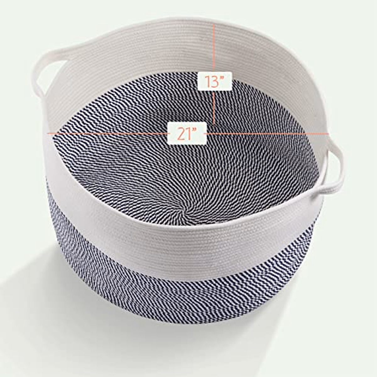 Decorative Jumbo Blanket Basket for Living Room - 100% Cotton Rope Woven Basket for Storage with 2 Easy Carry Handles, Holds up to 40Lb - Ideal for Pillows, Blankets, Laundry Hamper & Baby Toy Bin.