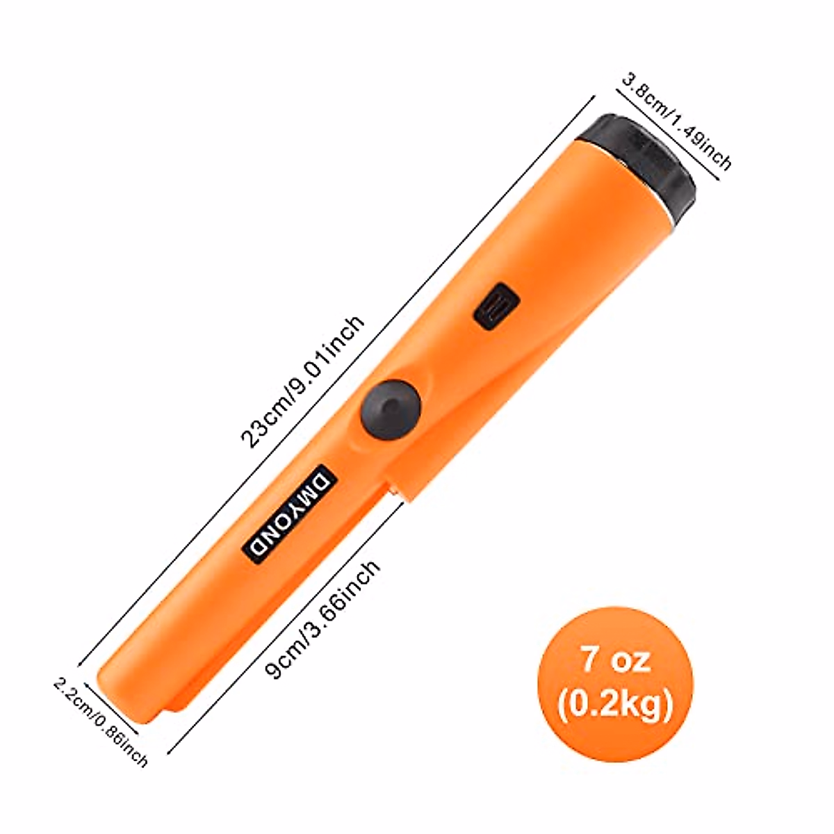 Metal Detector Pinpointer, Professional Waterproof Handheld Pin Pointer Wand, Search Treasure Pinpointing Finder Probe with 9V Battery and LED for Adults, Kids - Orange