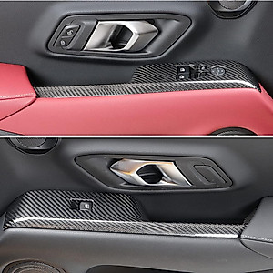 JSWAN Carbon Fiber Pattern Window Lift Switch Panel Decoration Frame Trim Cover for Toyota Supra GR A90 A91 MK5 2019-2024 Window Glass Lift Button Trim Switch Cover(for Left Hand Dirve)