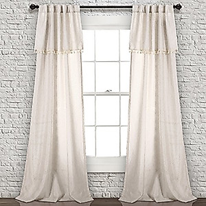 Lush Décor Ivy Tassel Window Curtain Panel Pair, 84 x 40 in, Neutral