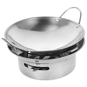 UPKOCH 1 Set Hot Pot Alcohols Stove Spirit Cooker with Pot Camping Stoves Set Stainless Steel Liquid Stove Portable Efficient Stoves Burner Shabu Pot for 10in