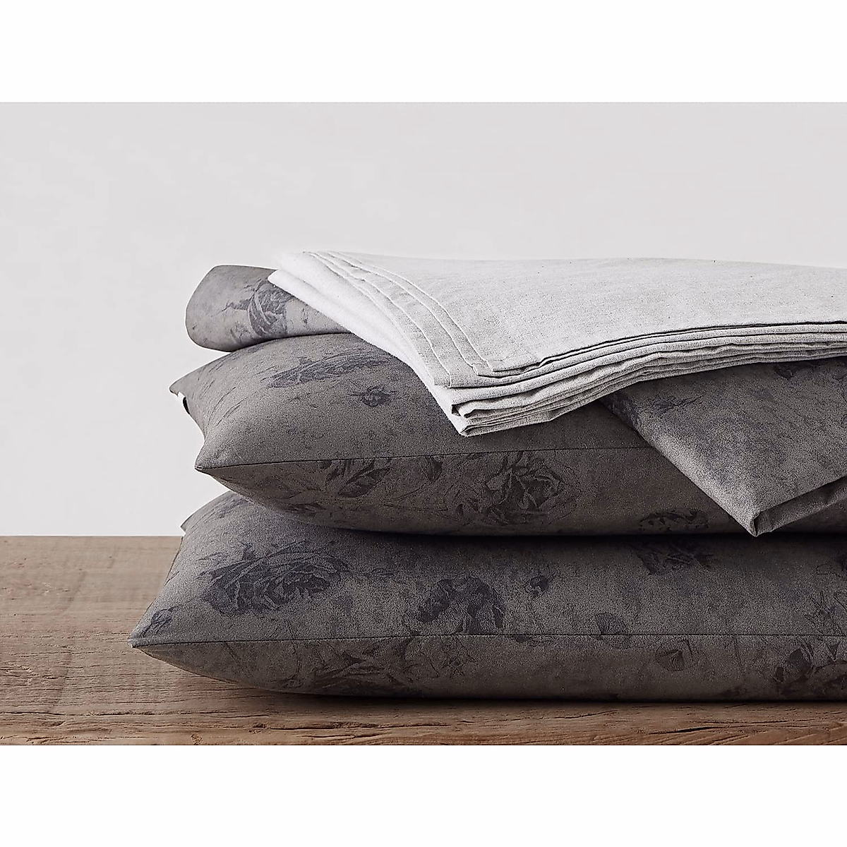 Calvin Klein Home Floral Printed Full Duvet Cover Set of 3 Pieces -1 Duvet Cover and 2 Sham Covers, 100% Cotton 200 Tc (Dark Grey)