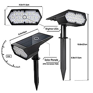 Tungray Solar Spotlights Outdoor, Warm White Solar Landscape Lights 2-in-1 Solar Powered Lights IP65 Waterproof Adjustable Wall Light for Patio Pathway Yard Garden Driveway Pool 1 Pack