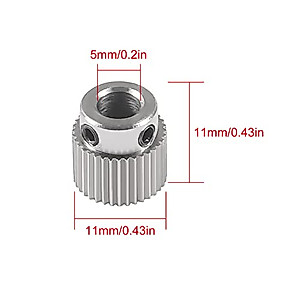 Aokin Stainless Steel Extruder Wheel Gear 36 Teeth Drive Gear 3D Printer Parts for Creality Ender 3, Ender 3 Pro, Ender 3 V2, Ender 5/5 Pro/5 Plus, CR-10/10S, CR-10 S4, CR-10 S5, 5 Pcs with a Wrench