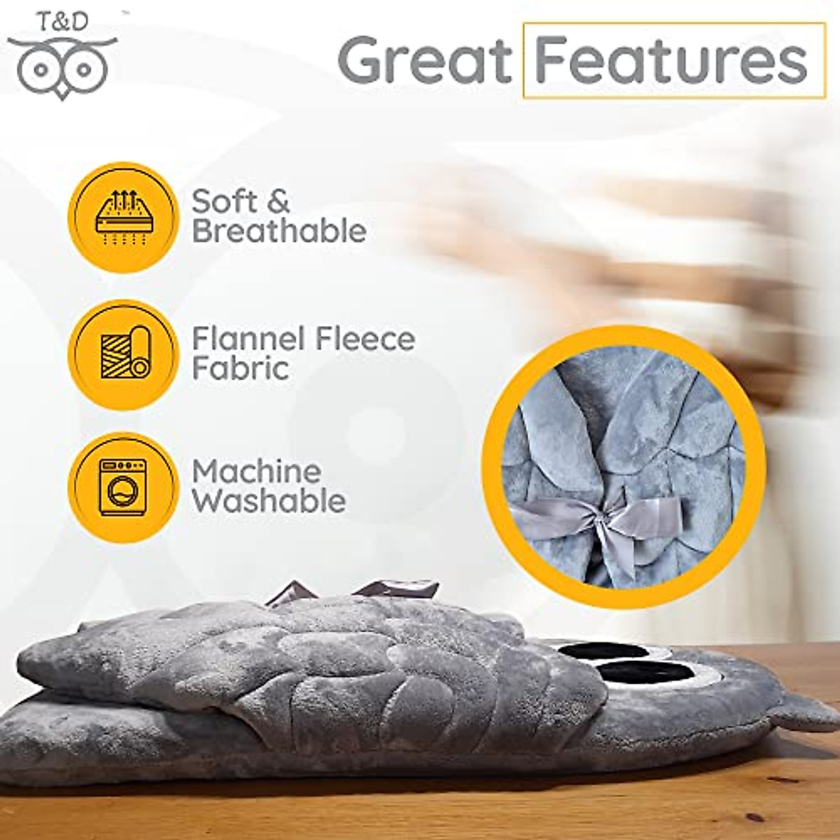 T&D Owls Baby Lounger for Newborn, Cute Flannel Fleece Baby Lounger, Breathable Co Lounger for Baby, Portable Baby Pad for Traveling, Infant Floor Seat, Machine Washable (Gray)