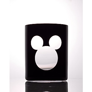 JoyJolt Disney Luxury Mickey Mouse Double Old Fashioned Whiskey Glasses. 2x European Crystal Bar Glasses. Premium Xmas Disney Stuff, Gifts and Cups. 12oz Black Drinking Glasses, Disney Tumbler