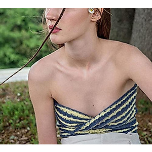 MISSACTIVER Women Striped Knit Bandeau Top Sexy Strapless Sleeveless Twist Front Hollow Out Backless Tube Crop Top Party