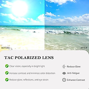 TJUTR Women's Photochromic Sunglasses with Polarized Lens for Outdoor, UV Protection Reduce Fatigue for Driving