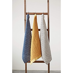 Creative Co-Op DA8183-1 White, Yellow & Blue Cotton Tea Towels (Set of 3 Designs), 1 EA