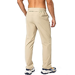Pudolla Men's Workout Athletic Pants Elastic Waist Jogging Running Pants for Men with Zipper Pockets(Khaki XX-Large)