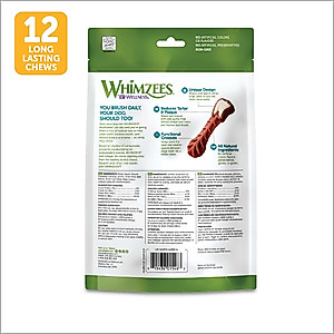 Whimzees by Wellness Brushzees Small + Medium Size Bundle, Natural Dental Chews for Dogs, Grain-Free, 24 Count of Small Size + 12 Count of Medium