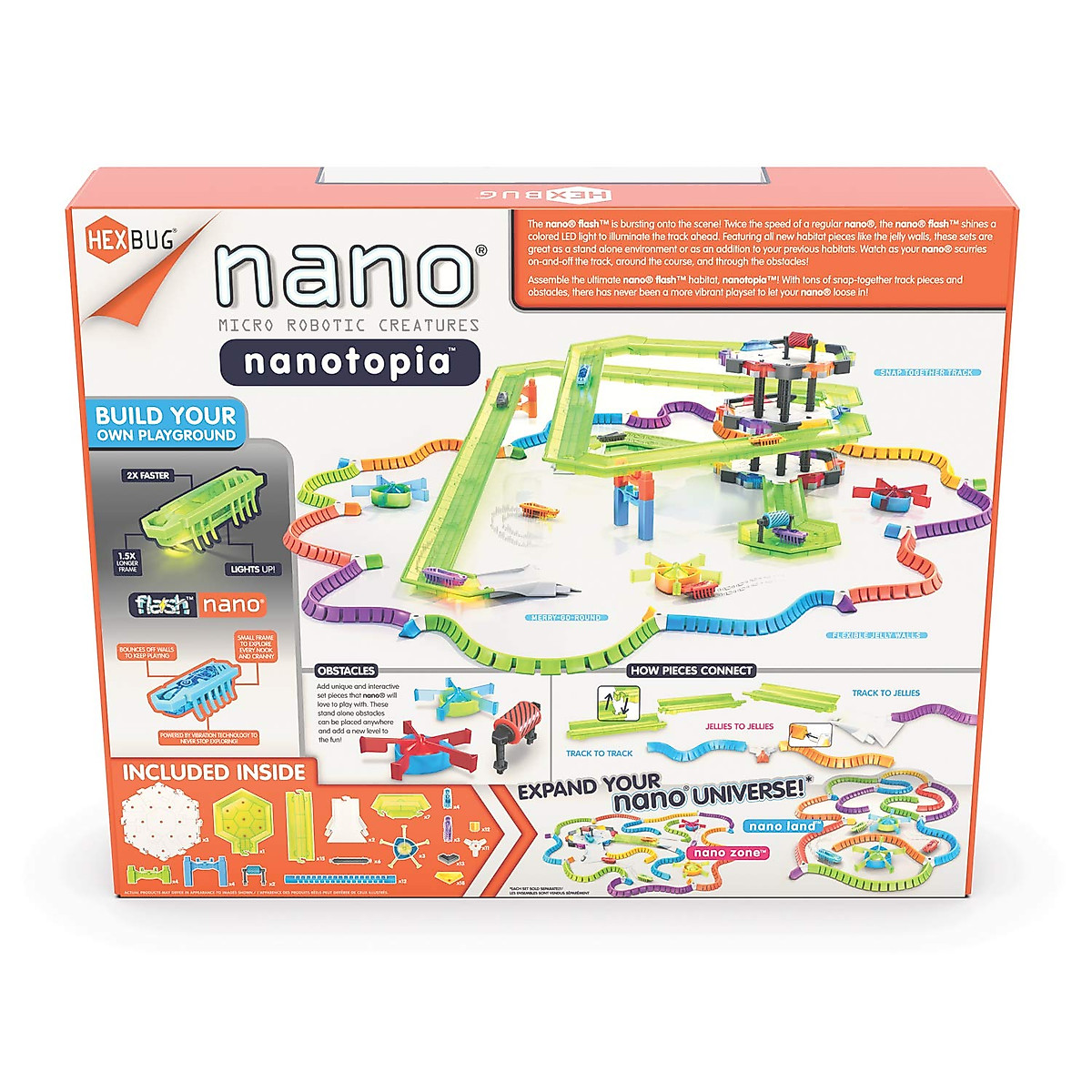 HEXBUG Flash Nano nanotopia - Colorful Sensory Playset for Kids - Build Your Own Playground - Over 130 Pieces and Batteries Included Old Version
